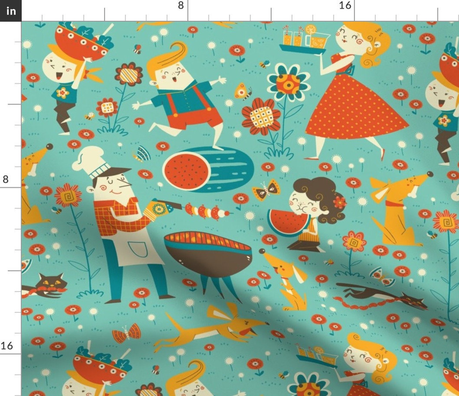 Summer Cookout Fabric Vintage Cookout by Gnoppoletta - Etsy