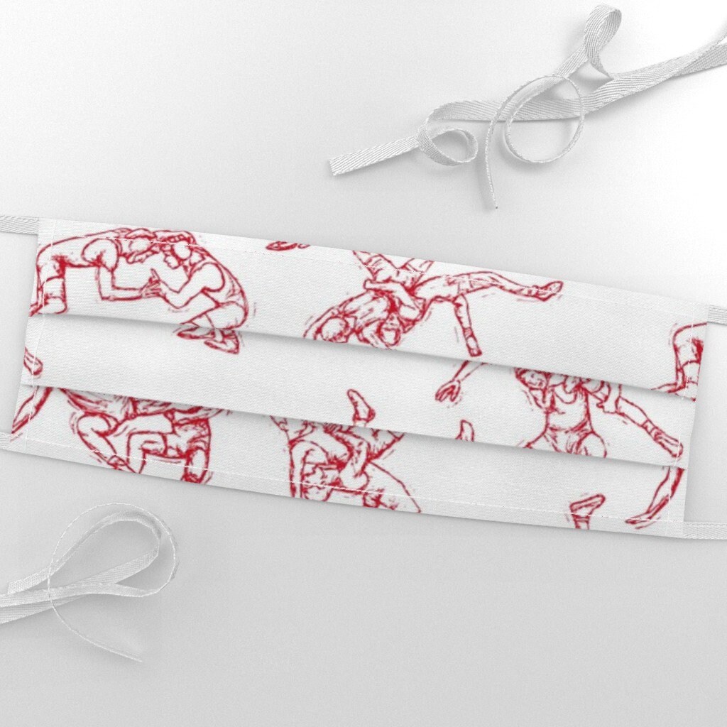 Wrestling Sketches Fabric Wrestling Red Illustration by - Etsy