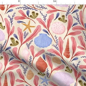 Delicate Shells Upholstery Fabric- Pink Pastel Seashells by ...