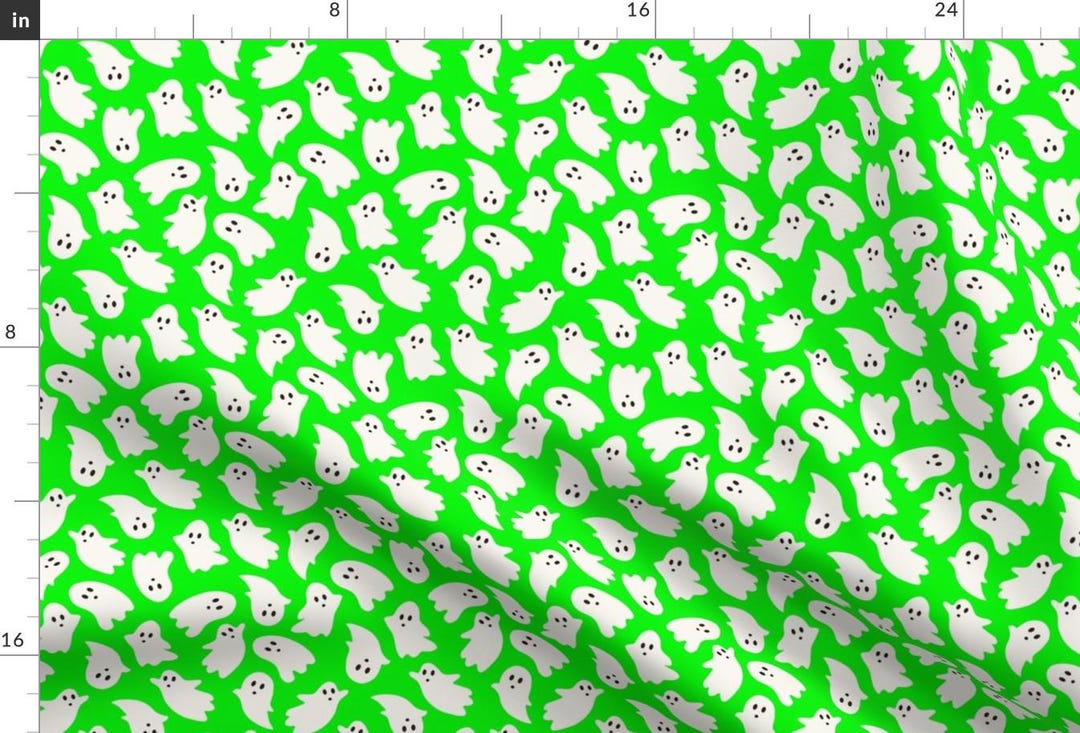 Halloween Fabric - Friendly Ghosts Green by Melina_mary - Ghosties ...