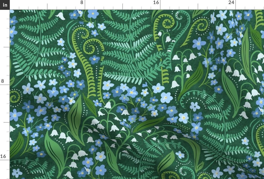 Fern Botanical Fabric - Forget Me Not by Creativeinchi - Lily of the ...