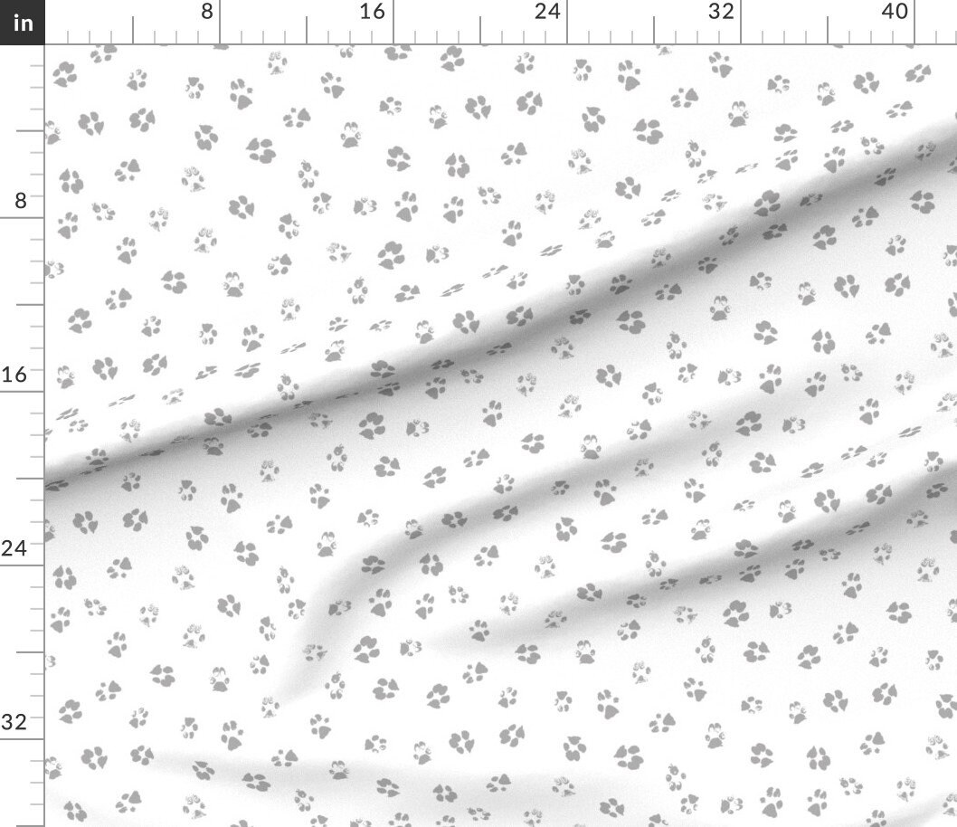 Paws Fabric Paws Gray And White By Purplish Monochrome | Etsy