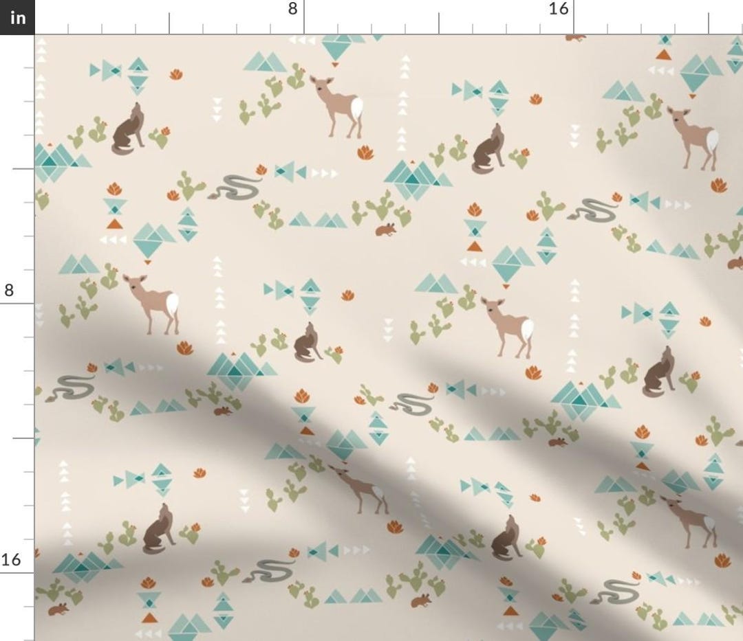 Desert Coyote Fabric Desert Animals by Annabhall Boho Southwestern ...
