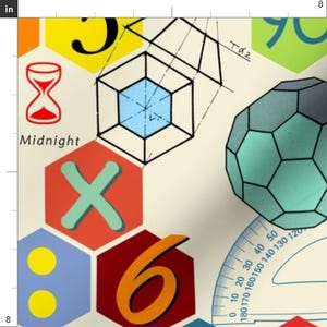 Math Fabric - Math in Color by Chicca Besso - Mathematics Polygons DNA ...