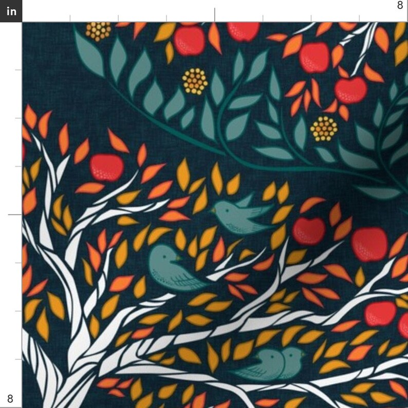 Modern Home Decor Fabric Apple Tree Flame by Ceciliamok - Etsy