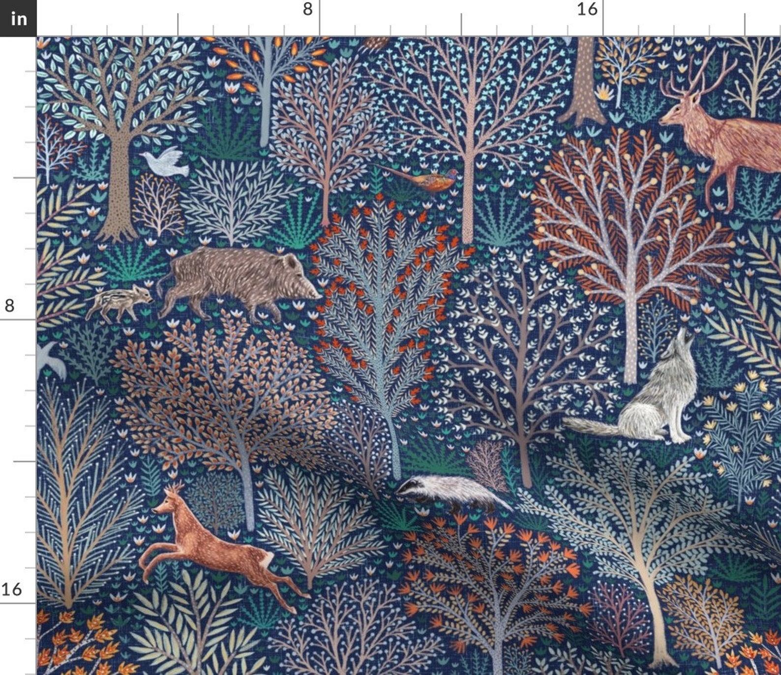 Woodland Animals Forest Fabric Forest Animals on Blue - Etsy