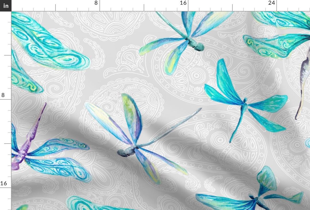 Dragonfly Fabric - Dragonflies on Paisley by Gingerlique - Dragonflies ...