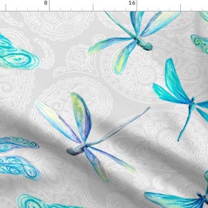 Dragonfly Fabric - Dragonflies on Paisley by Gingerlique - Dragonflies ...