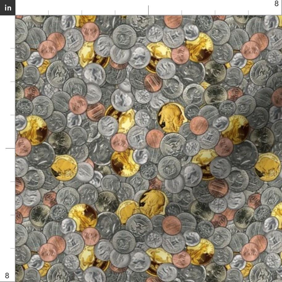 Raining Pennies Fabric - Current American Coins by Joyfulrose - Circles ...
