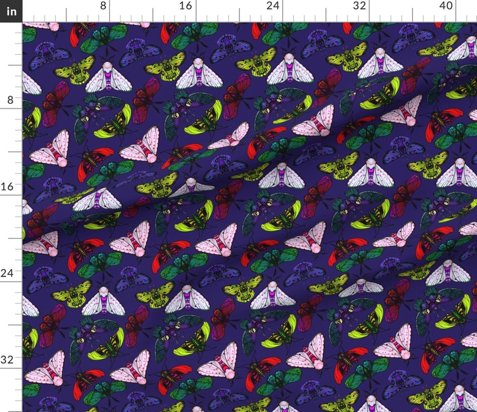 Moth Fabric Moths 1 by Jadegordon Moth Colorful Moth Wings - Etsy
