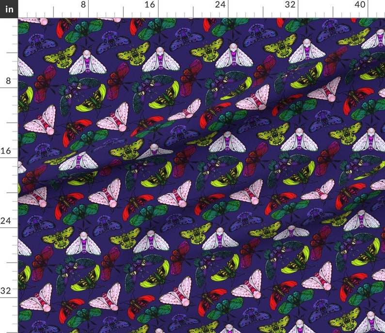 Moth Fabric Moths 1 by Jadegordon Moth Colorful Moth Wings - Etsy