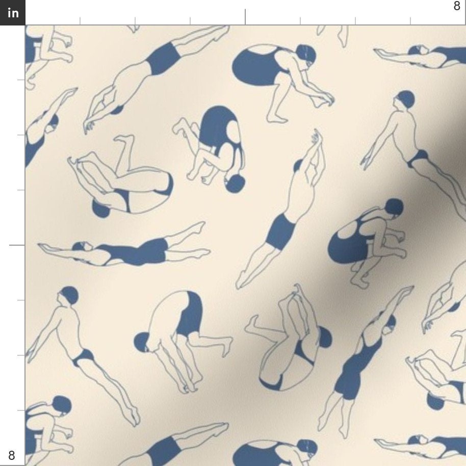 Summer Diver Fabric on Your Marks Light by Figandfossil - Etsy