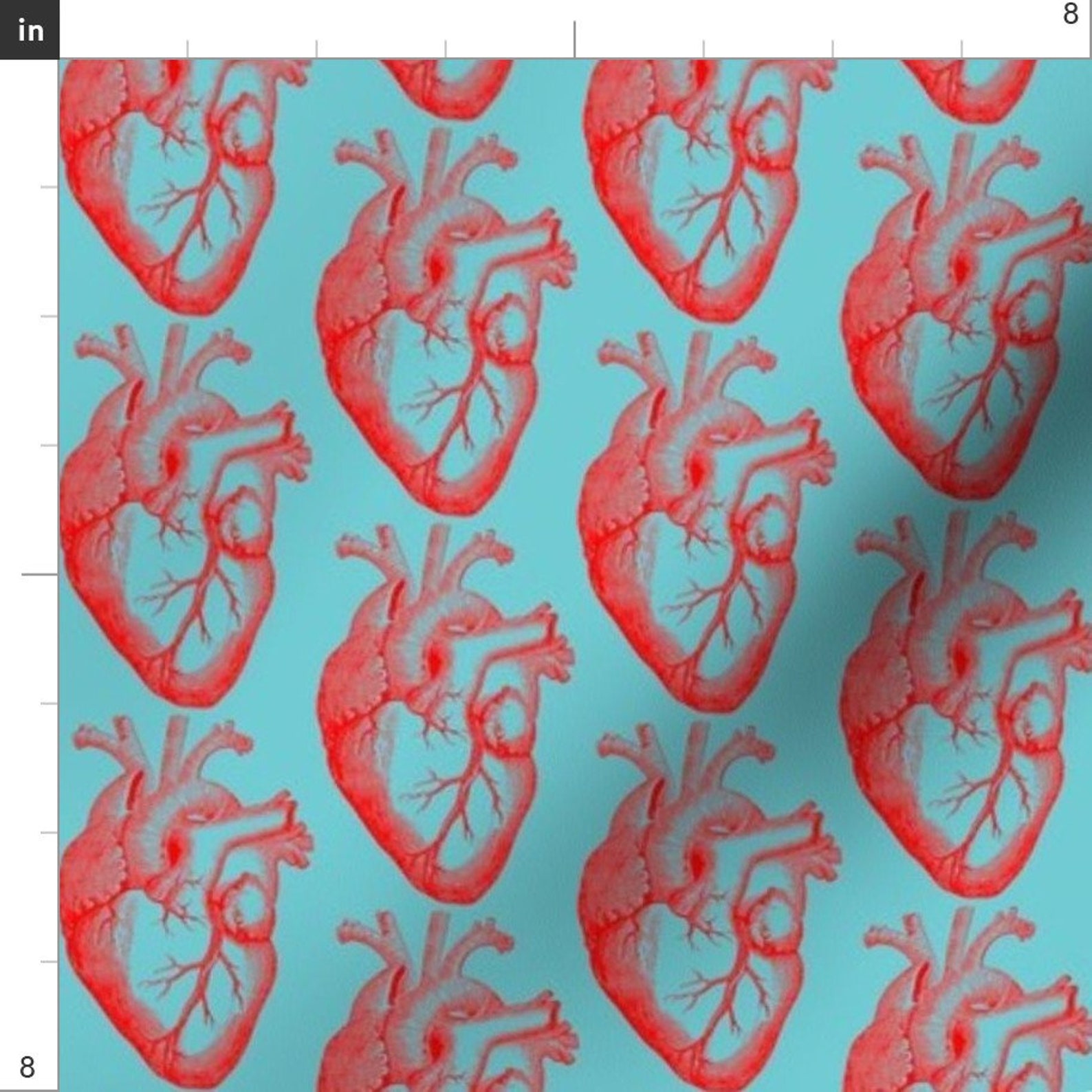 Anatomical Heart Fabric Anatomic Love By - Etsy España