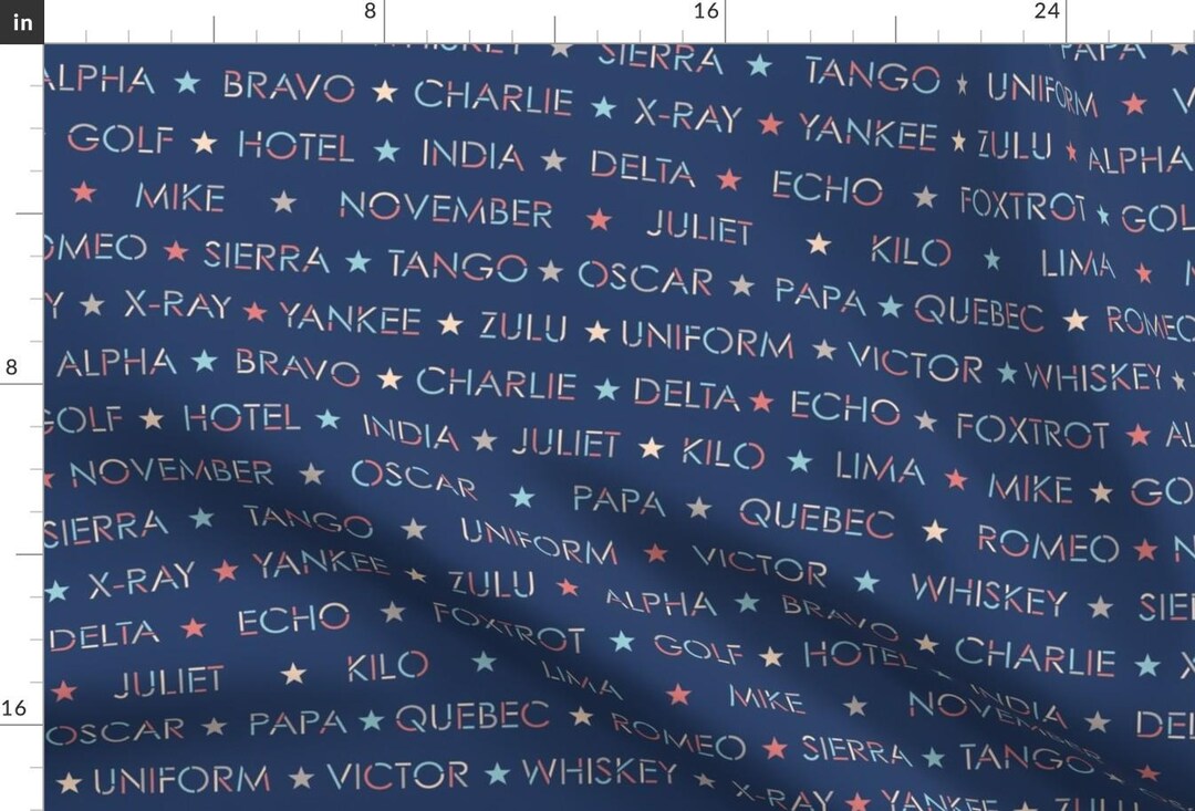 Alphabet Fabric - Nautical Alphabet Navy by Weavingmajor - Nautical ...