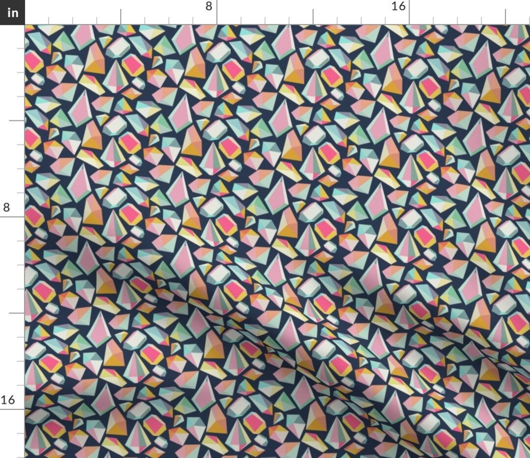 Geometric Fabric Gems by Pragya_k Mint Pink Orange Triangles Shapes ...