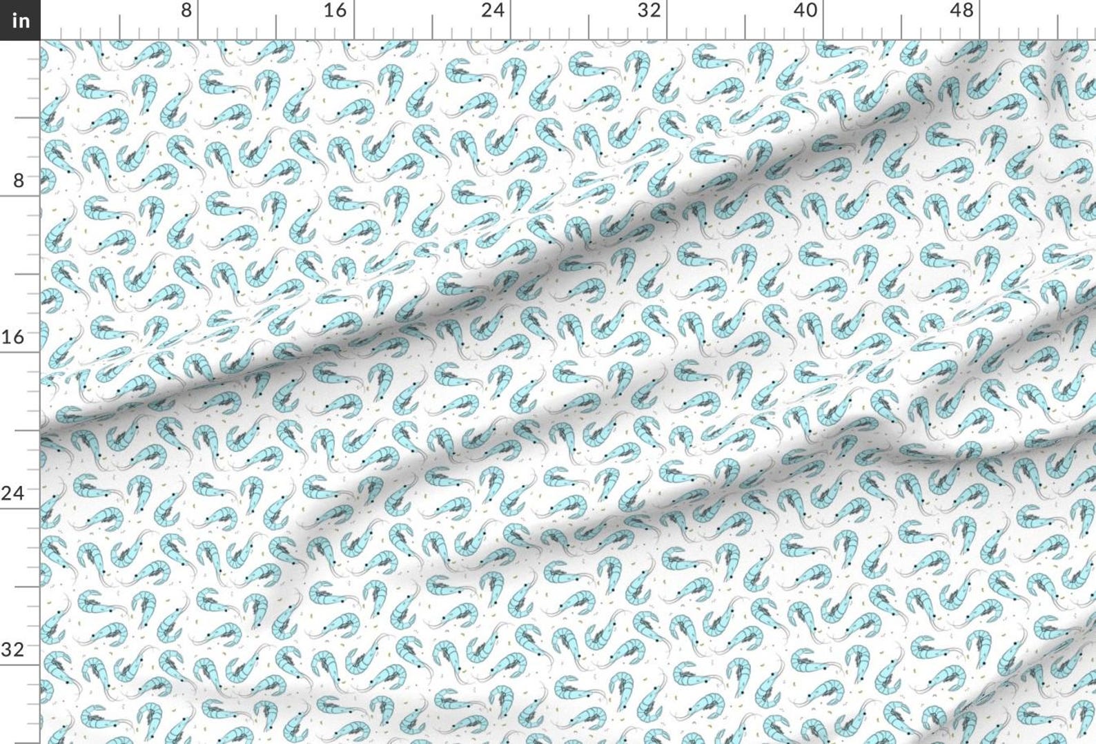Shrimp Blue Underwater Fabric - Shrimps by Milatoo - Shrimp Blue ...