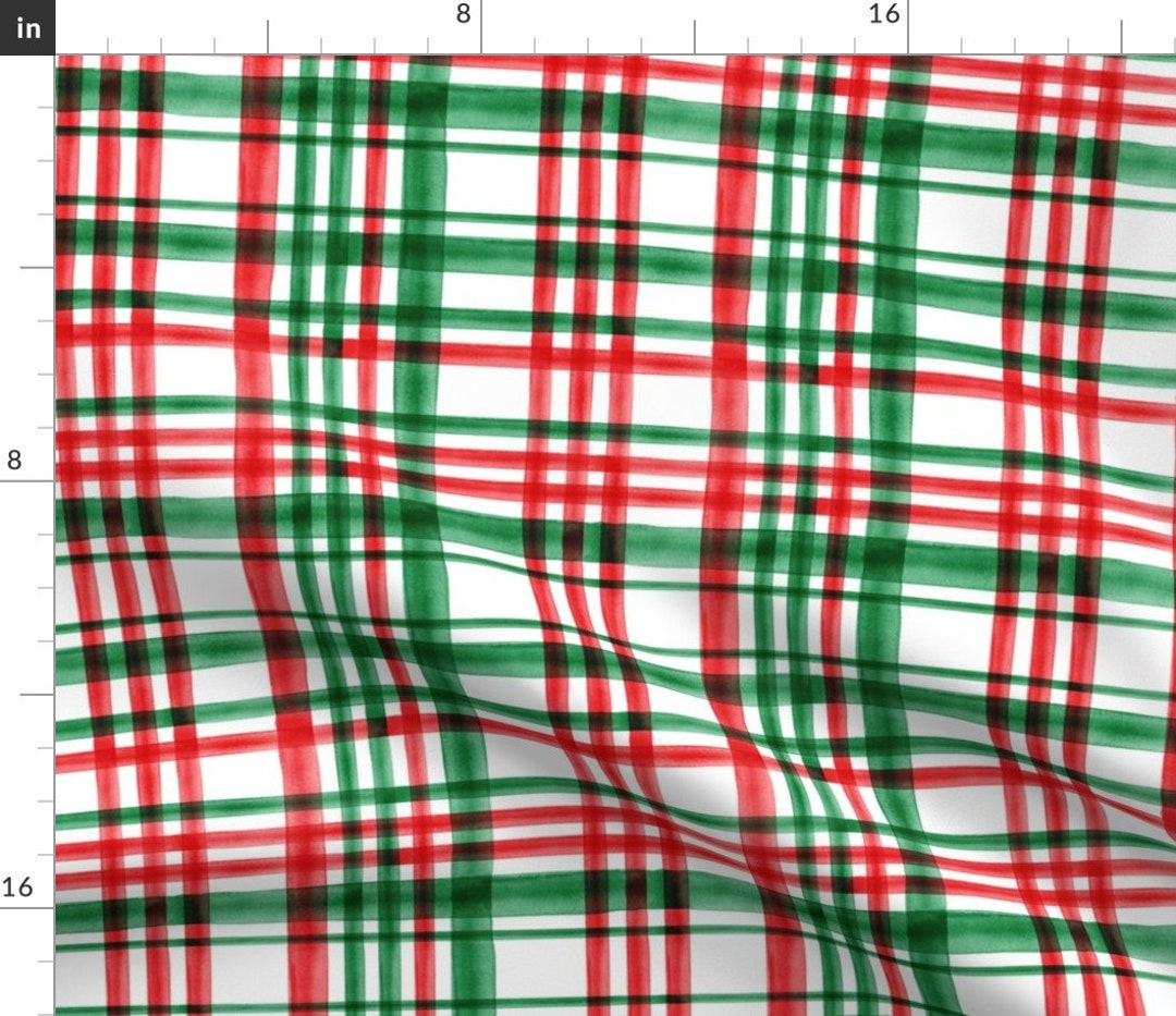 Christmas Plaid Fabric Christmas Watercolor Plaid Bright by ...