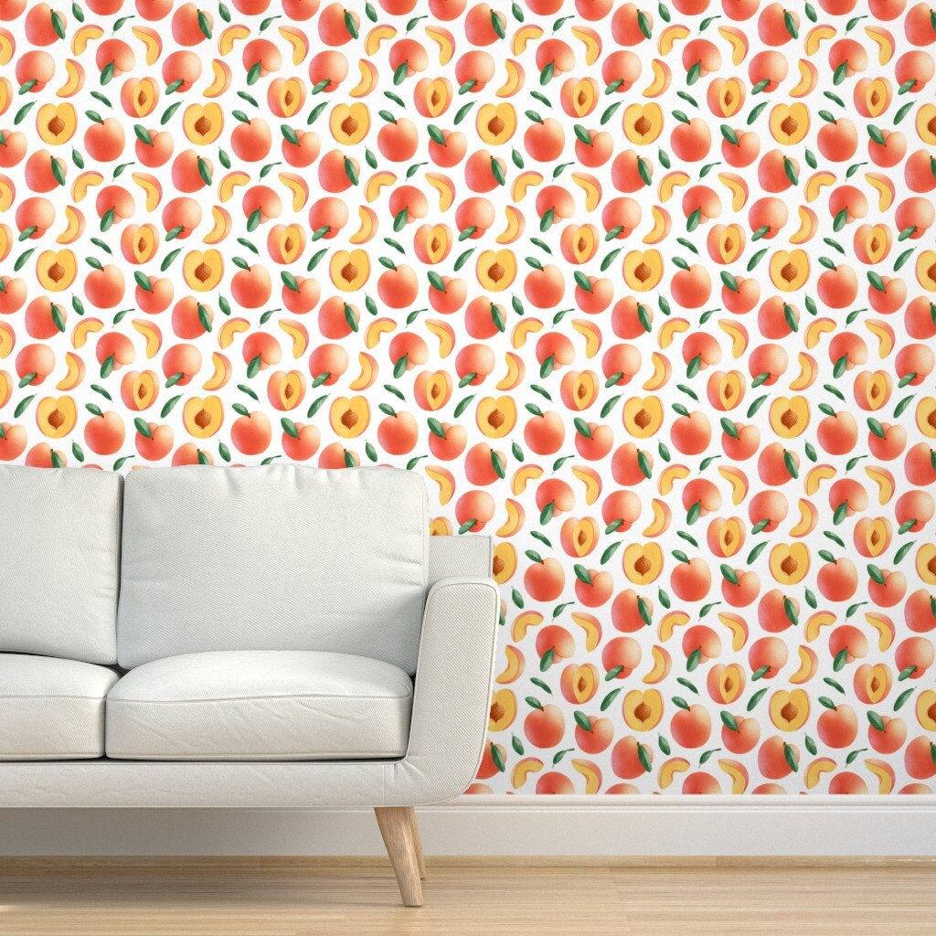 Peach Wallpaper Peaches Seamless Pattern by Stolenpencil | Etsy