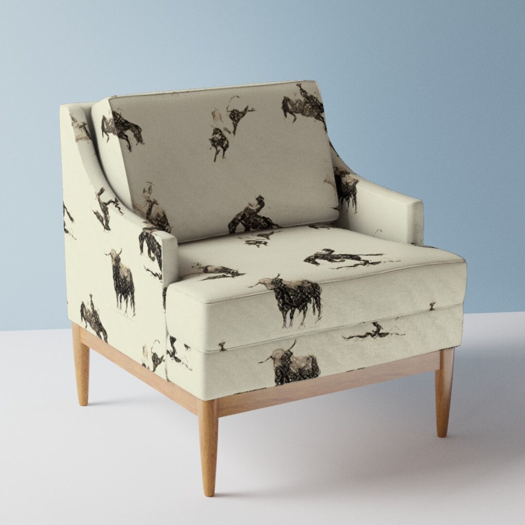 Rodeo Upholstery Fabric Ride'm Cowboy Toile by Redmares Sepia Toned Old ...