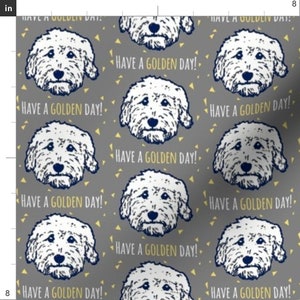 Golden Doodle Fabric Have A 'golden Day' Goldendoodle Dogs Pet on Taupe ...