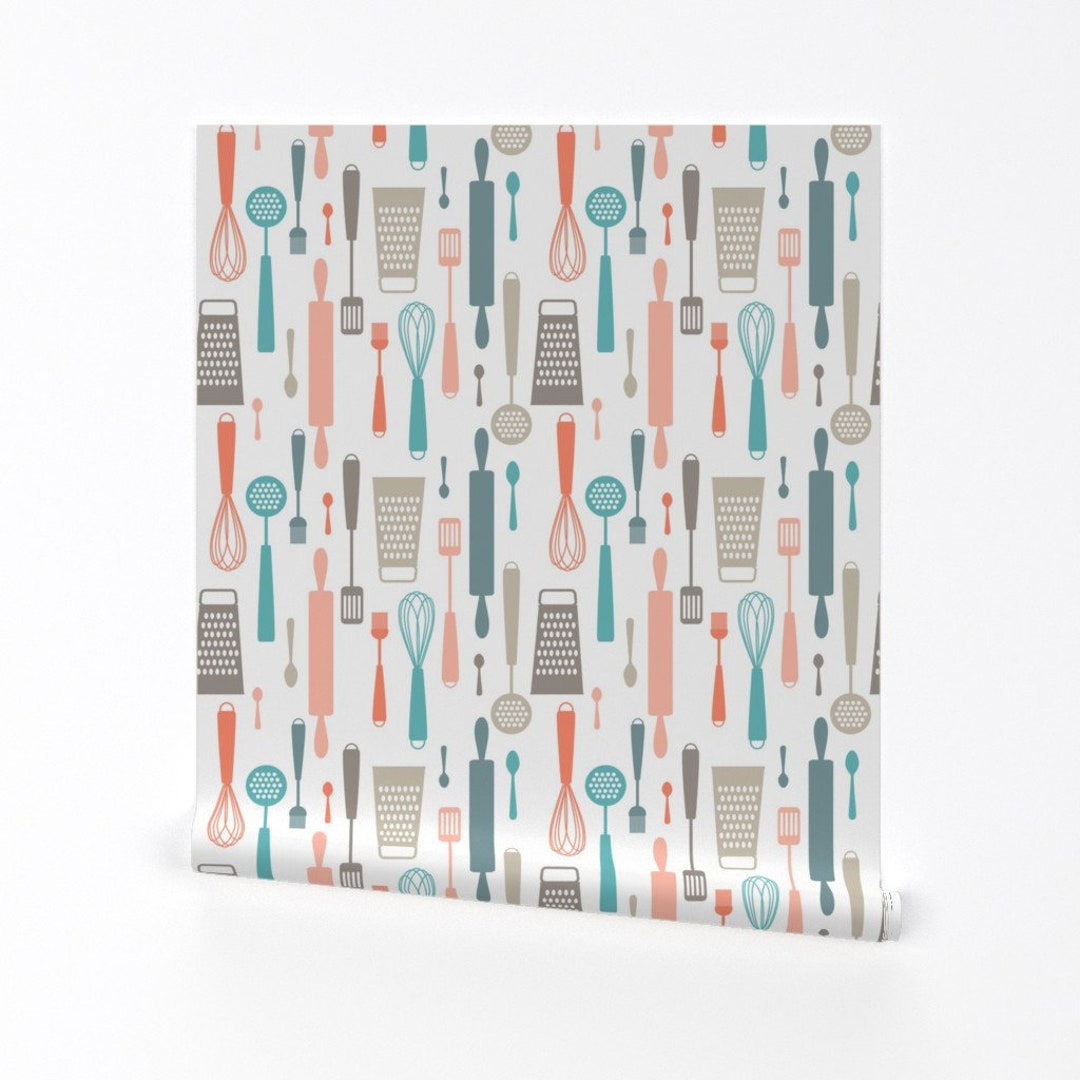 Kitchen Wallpapaer Kitchen Utensils by Heleenvanbuul - Etsy
