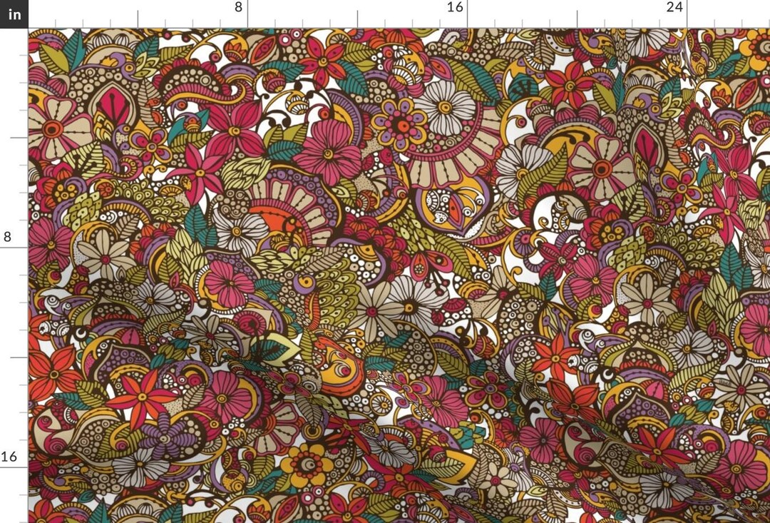 Boho Henna Inspired Floral Fabric - I Spy (colors) by Valentinaharper ...