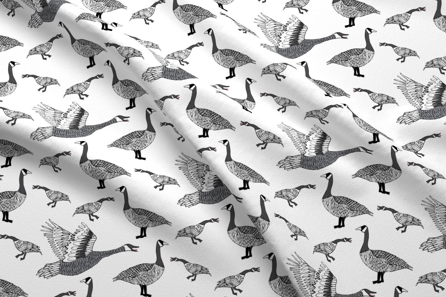 Canadian Geese Fabric Geese By Lprspr Flying Birds Black | Etsy