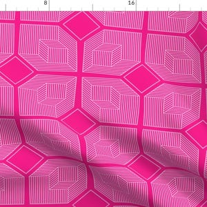 Hot Pink Geometric Upholstery Fabric- Bold Geo Pink by Lbaron - Grid ...