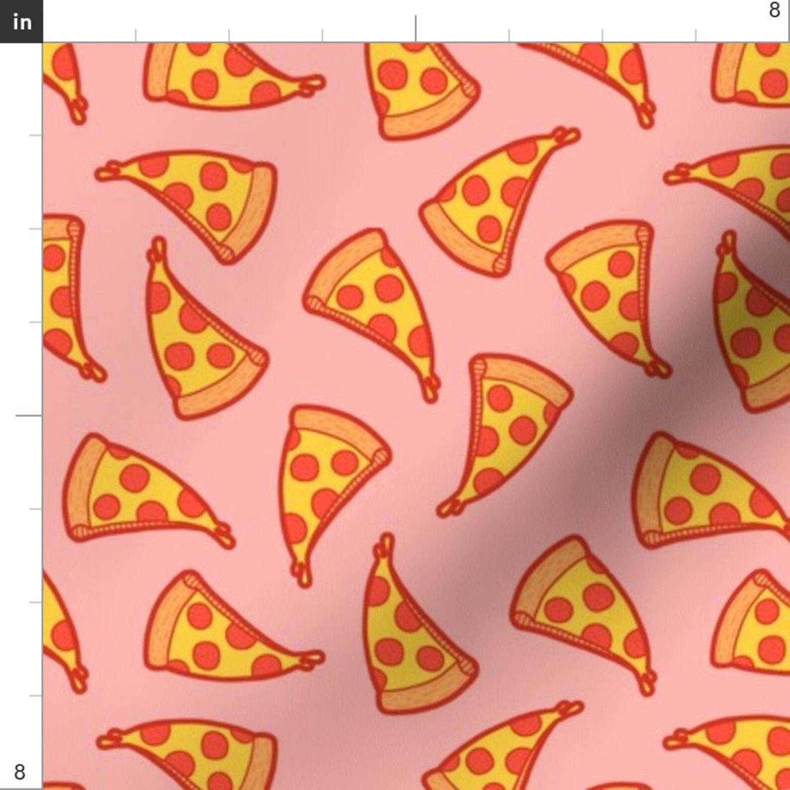 Pizza Fabric Pastel Pizza by Maddidoodles Pizza Pink - Etsy