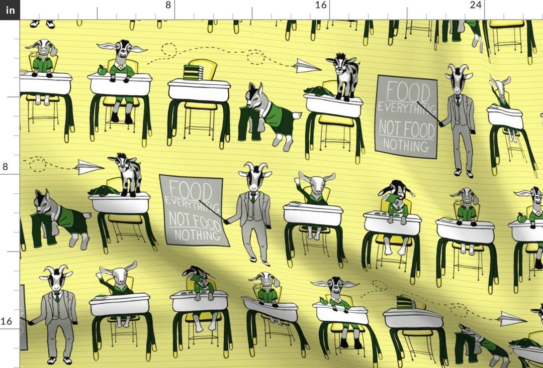 Goat School Fabric - Kids These Days by Strangecharmdesign - Goat ...