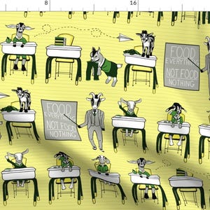 Goat School Fabric - Kids These Days by Strangecharmdesign - Goat ...