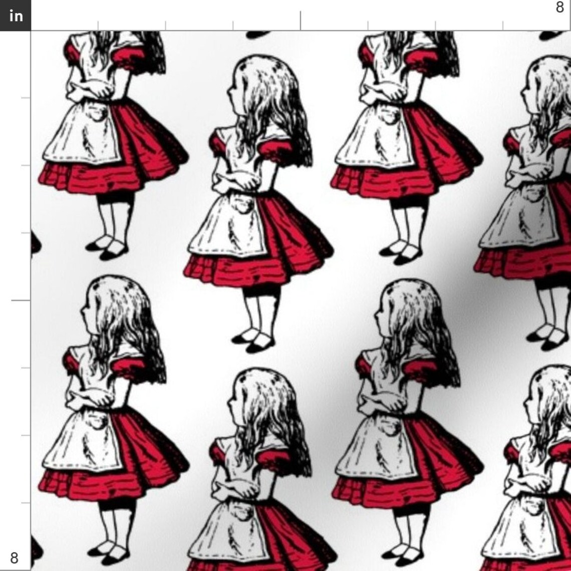 Wonderland Fabric Alice With Red by Pond Ripple Wonderland - Etsy