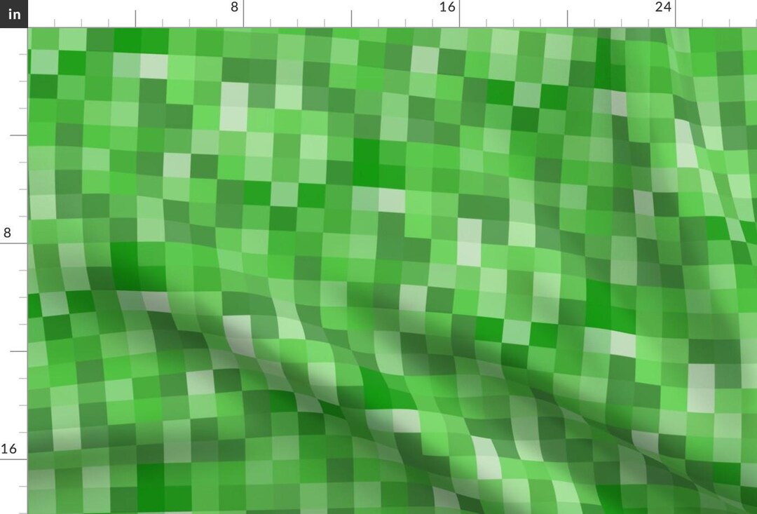 Green Pixels Fabric - Pixel Party / Green by Willowlanetextiles - Green ...