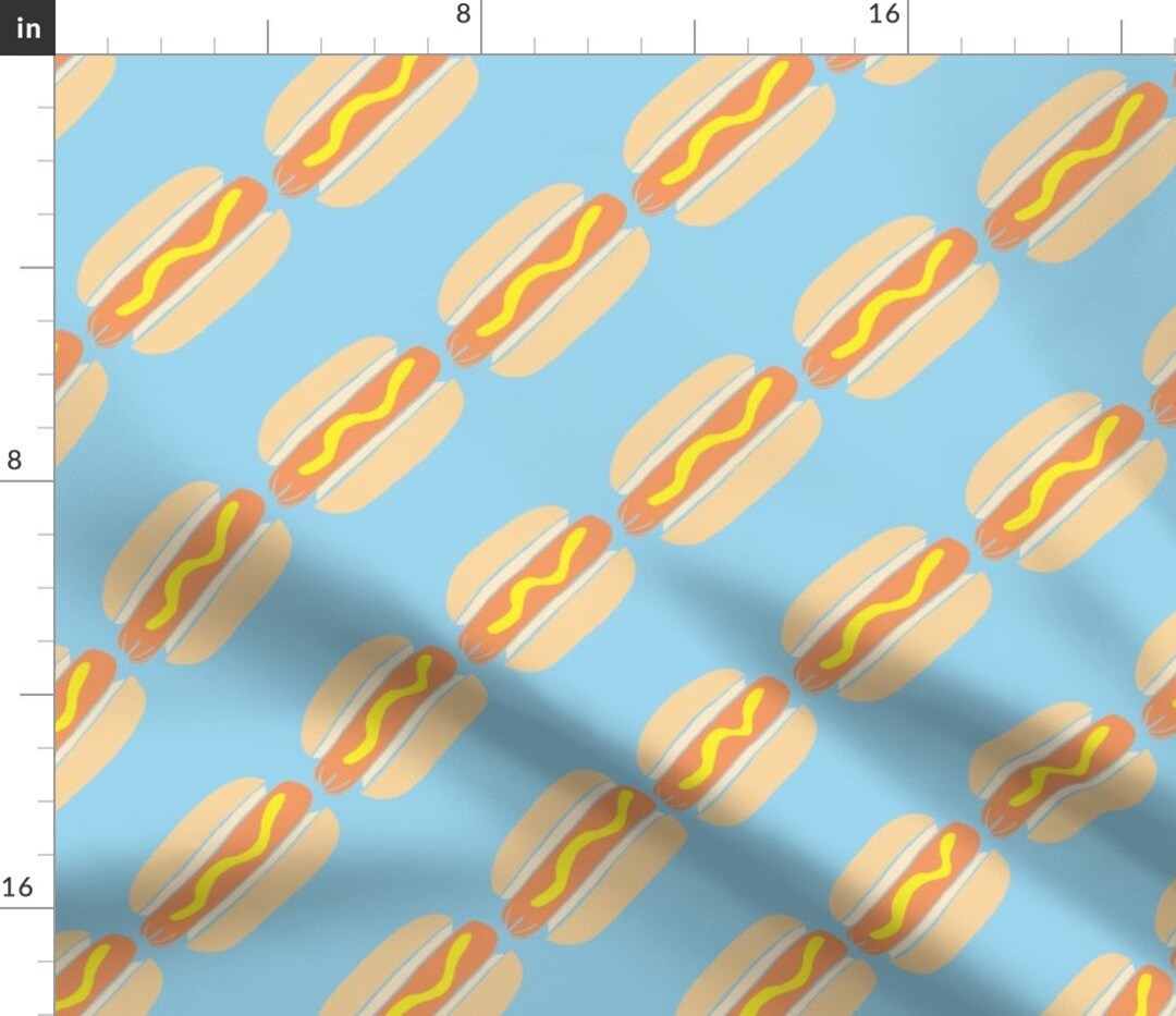 Hotdog Fabric Hot Dog Strips Large Scale by Tarareed Hot Dog Novelty ...