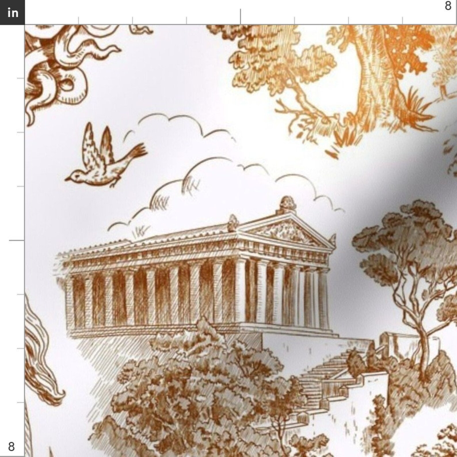 Toile Greek Myth Brown Fabric Greek Myth Toile by Vinpauld - Etsy