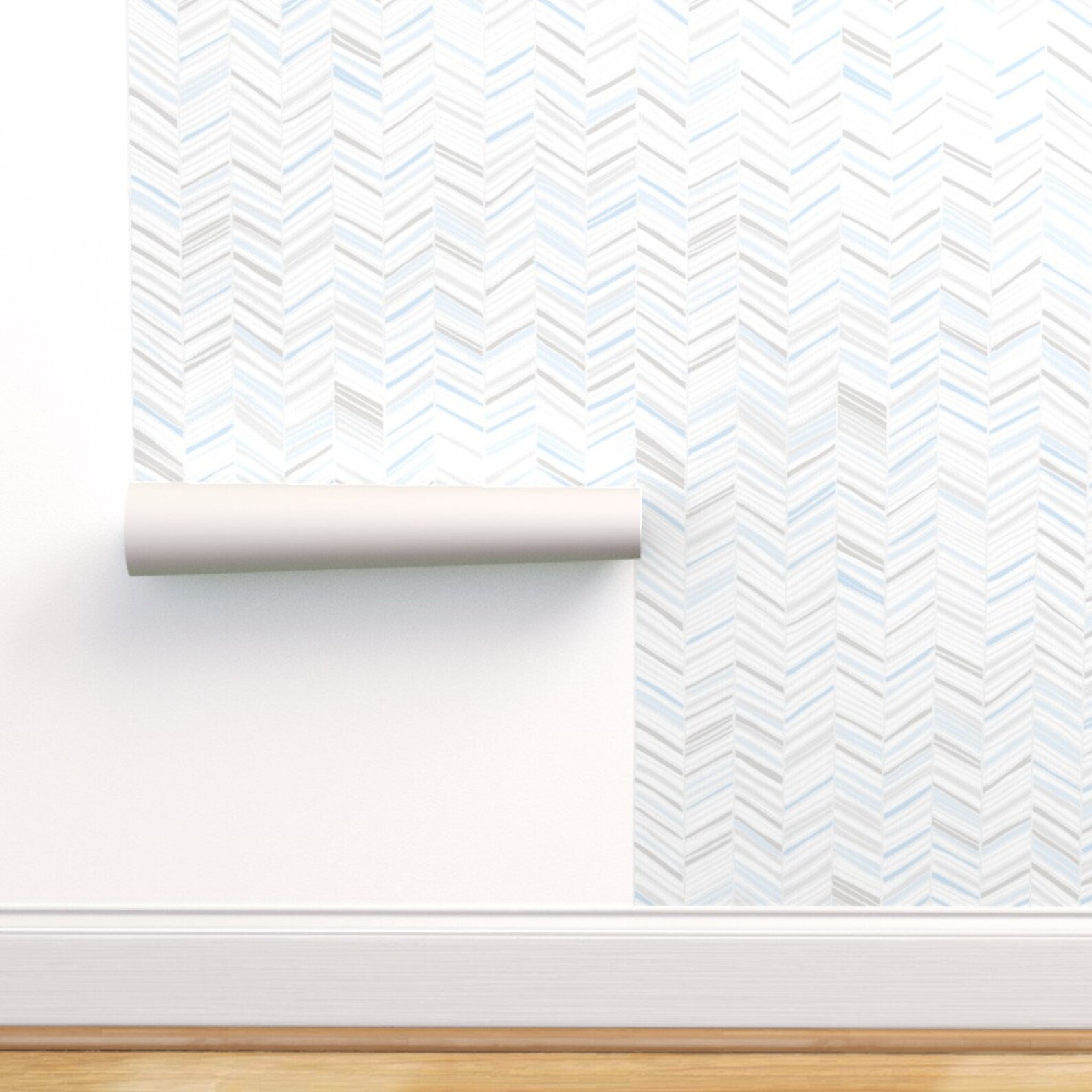Doodle Chevron Wallpaper Herringbone Blue by Friztin - Etsy