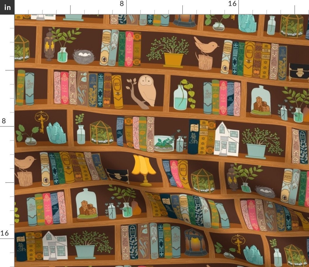 Cozy Reading Fabric A Treasured Library by Ceciliamok - Etsy