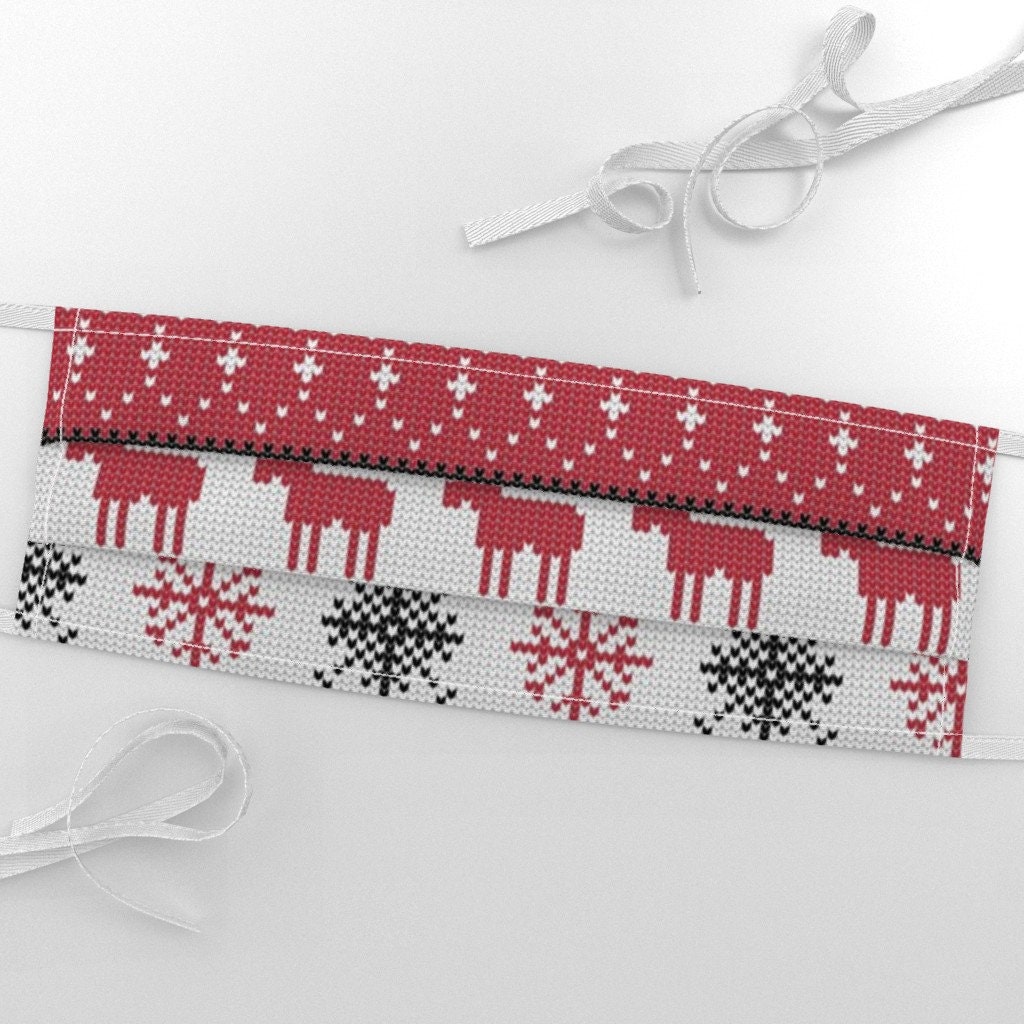 Christmas Moose Fabric Fair Isle Moose red Winter Knits - Etsy