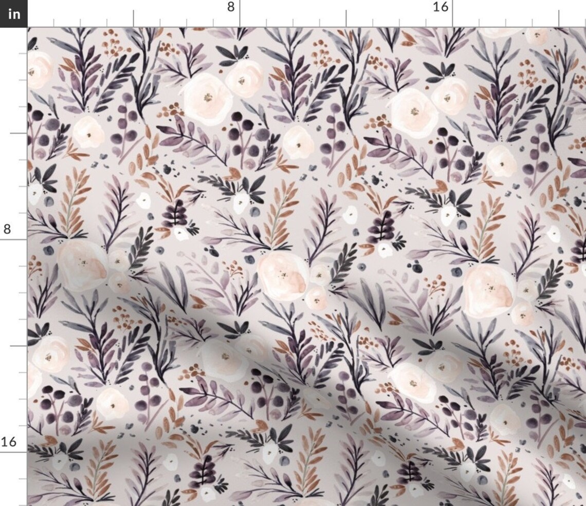 Floral Purple Fabric Rose and Autumn Twilight M by Crystal - Etsy