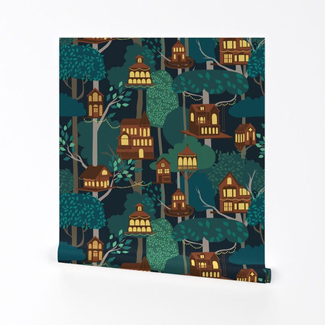 Treehouse Wallpaper - Tree Houses by Ceciliamok - Treehouse Nursery ...