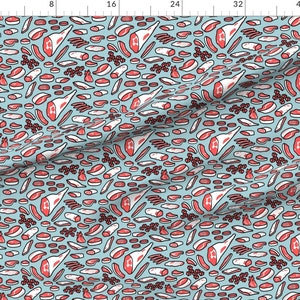 Butcher Fabric All Meat Blue by Thirdhalfstudios Meat - Etsy