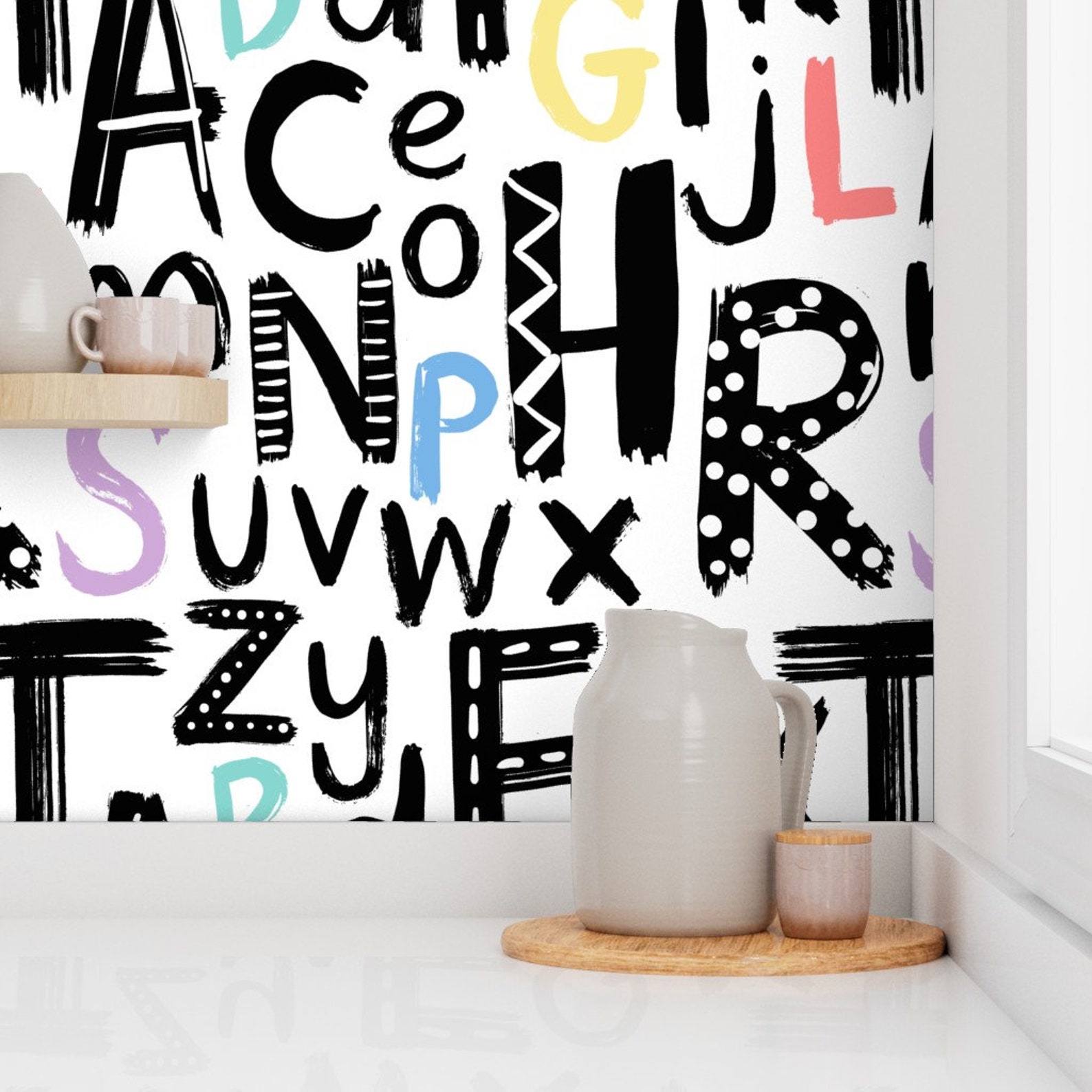 Alphabet Wallpaper Nursery Lettering by Laura May Designs - Etsy