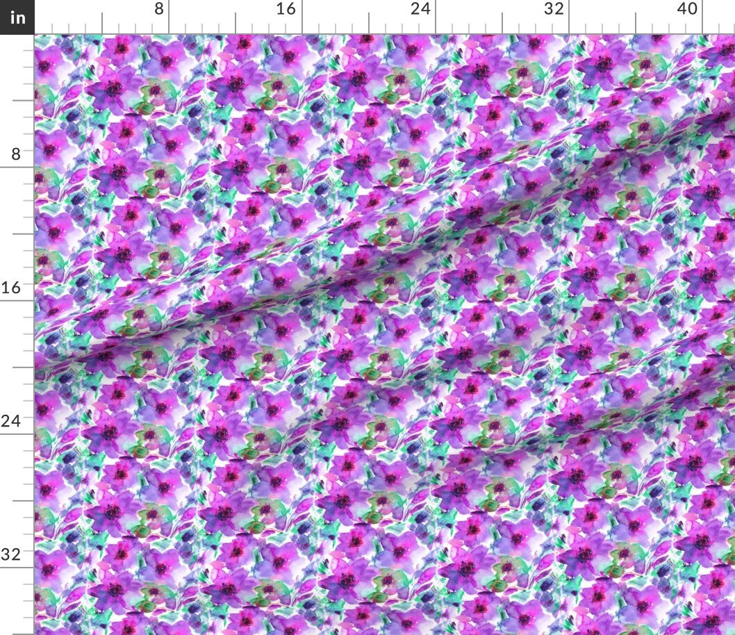 Violet Fabric Violet Watercolor Flowers by Katerinaizotova | Etsy