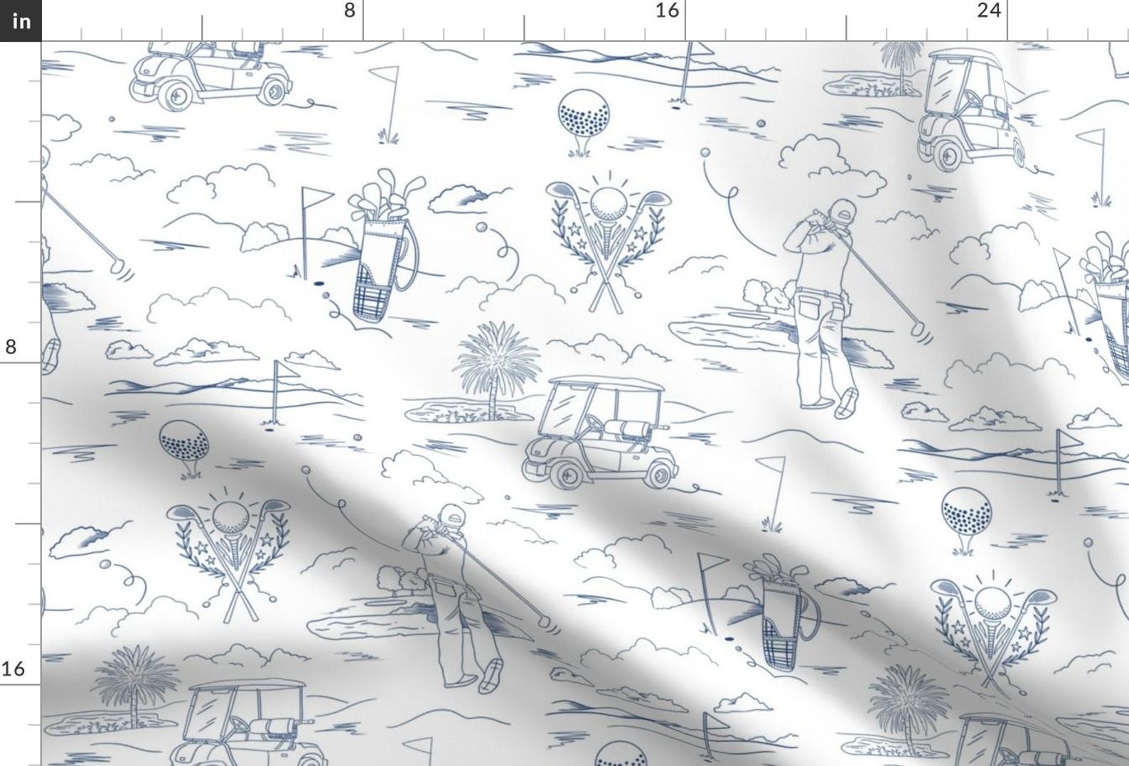Preppy Apparel Fabric - Golf Heaven Toile by Natalia_gonzalez - Golfer ...