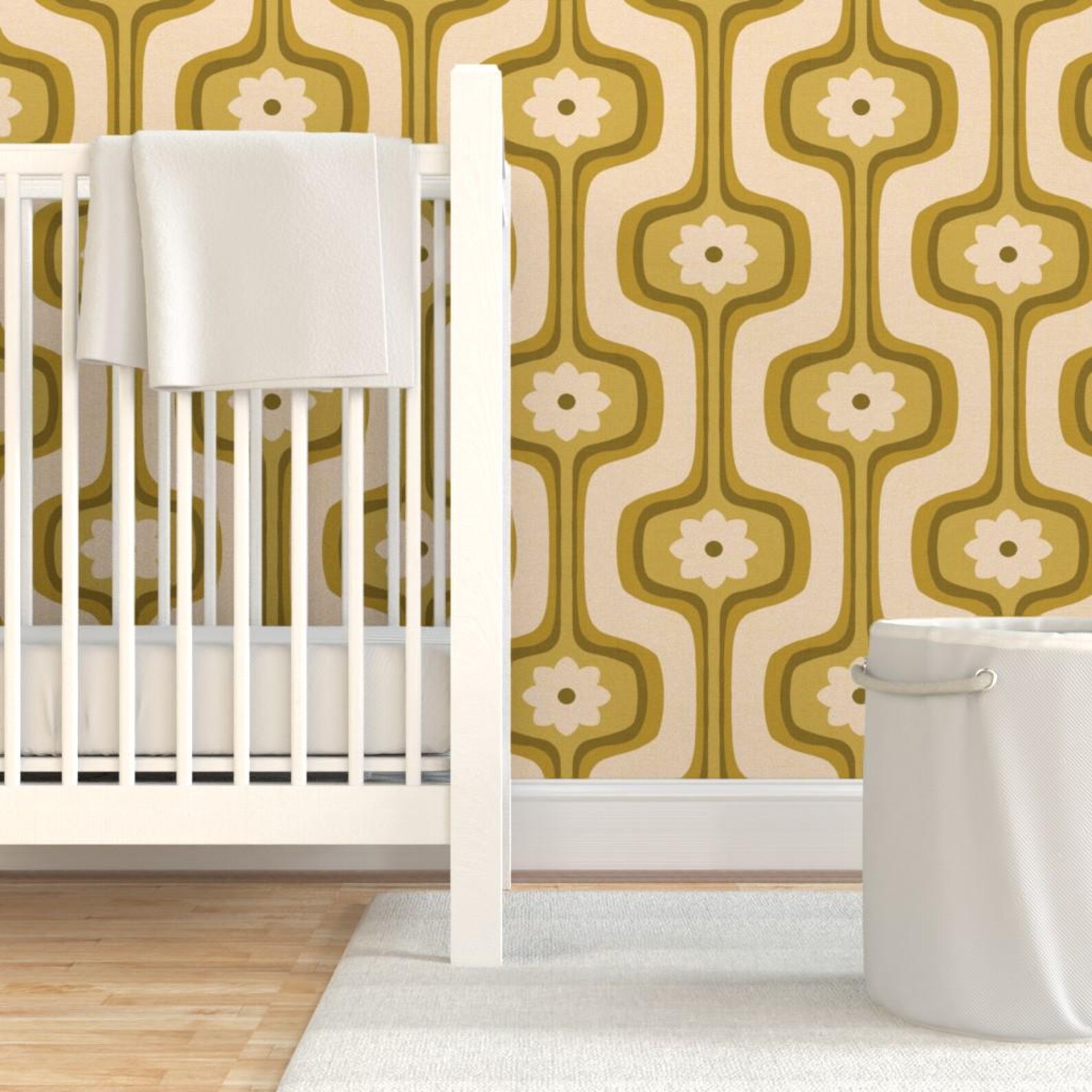 Retro Removable Peel and Stick Wallpaper - Vintage 70s Bold Funky Green ...