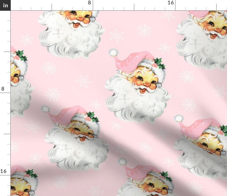 Vintage Santa Fabric Pink Retro Santa by - Etsy