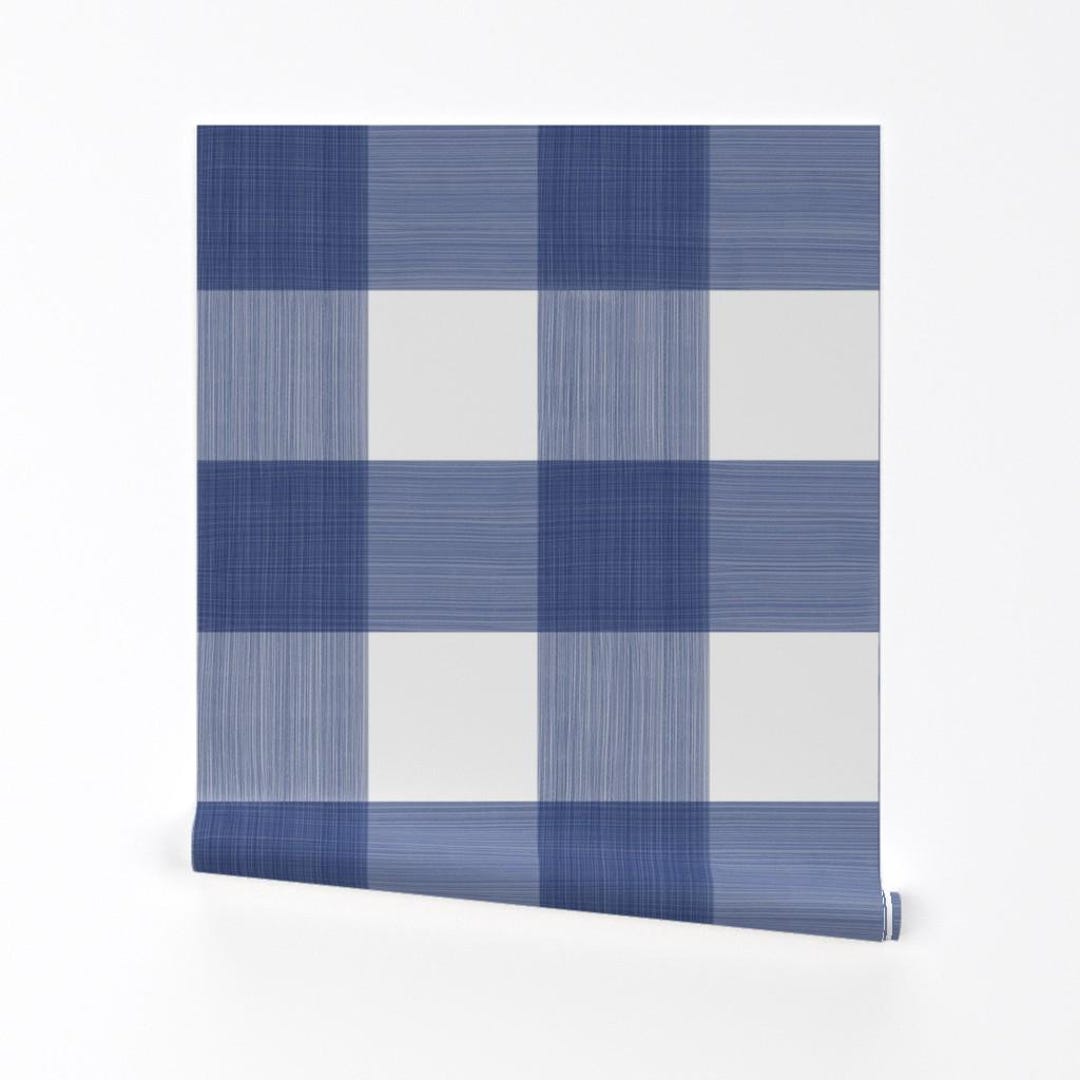 Blue Buffalo Plaid Wallpaper - Blue 6" Buffalo Plaid by Danika Herrick ...