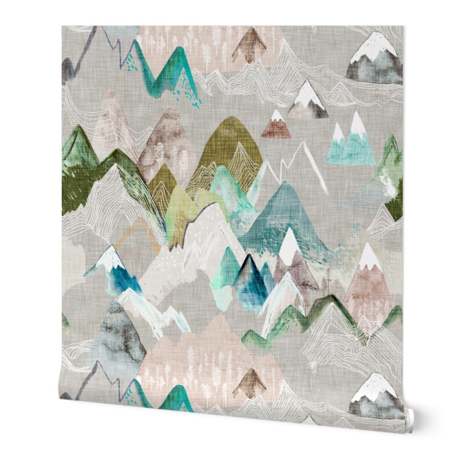 Mountain Wallpaper misty Blue Gray by Nouveau Bohemian - Etsy