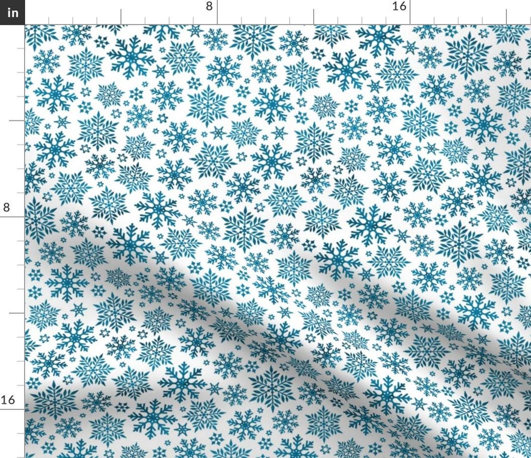 Blue Snowflake Fabric Magical Snowflakes by Selmacardoso Blue White ...