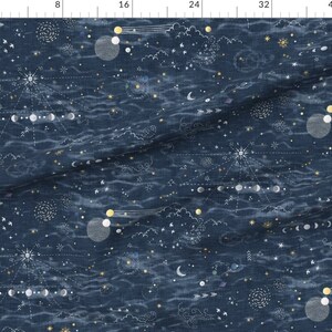 Stargazer Fabric Star Gazer on Dark Blue by Forest&sea Astronomy ...